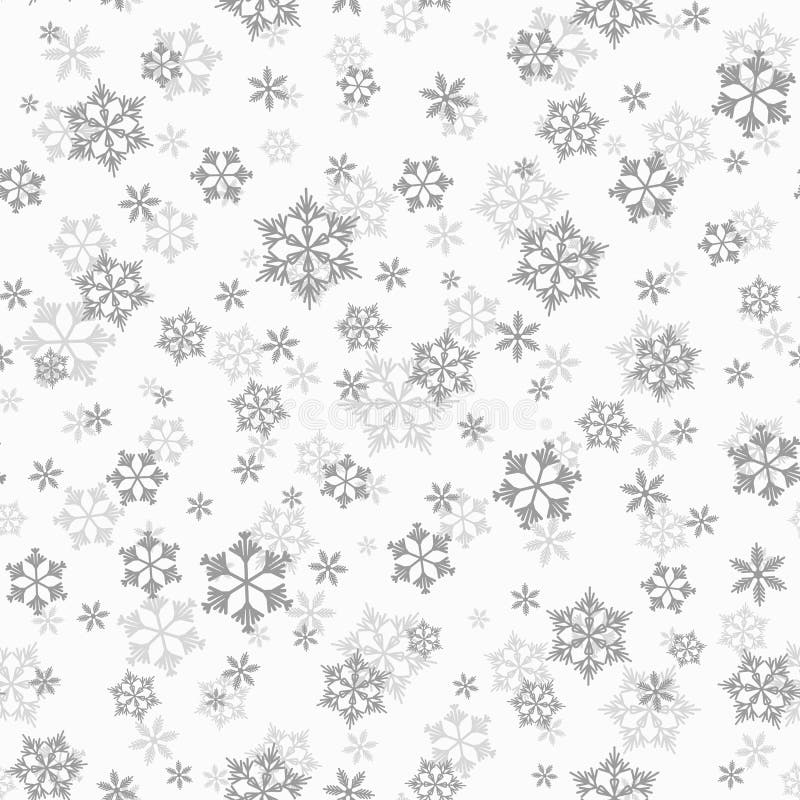 Winter Seamless Pattern with Grey Snowflakes on White Background ...