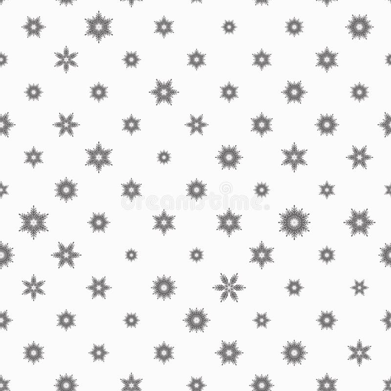 Winter Seamless Pattern with Grey Snowflakes on White Background ...
