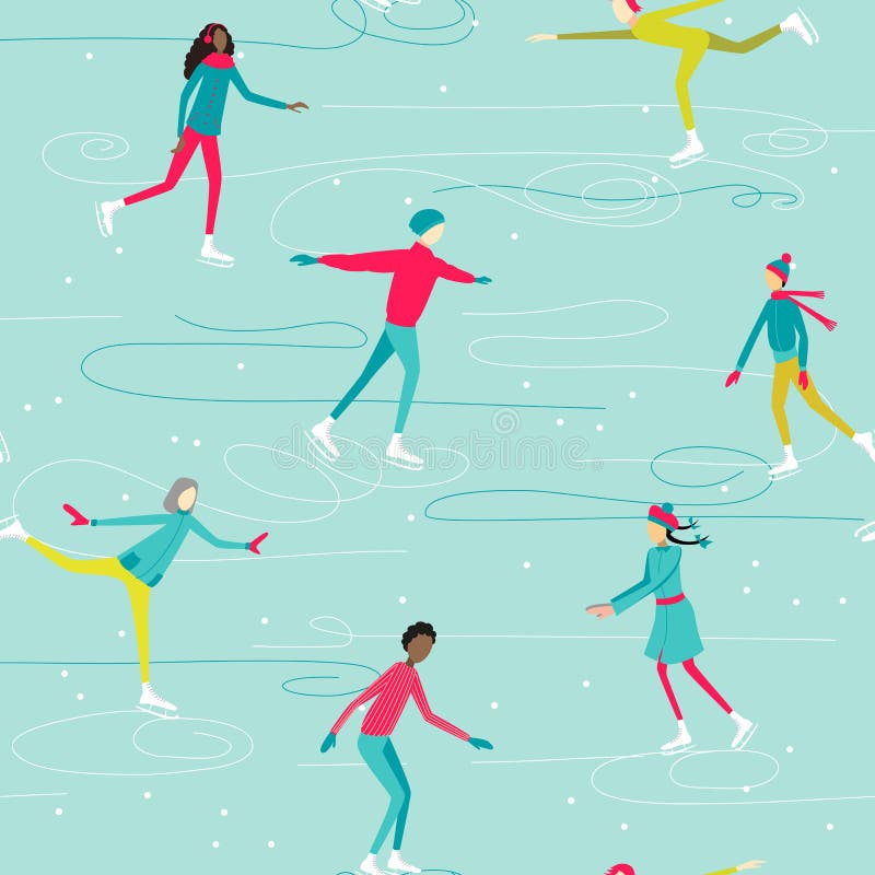 Ice Skating People. Silhouettes Stock Vector - Illustration of figure ...