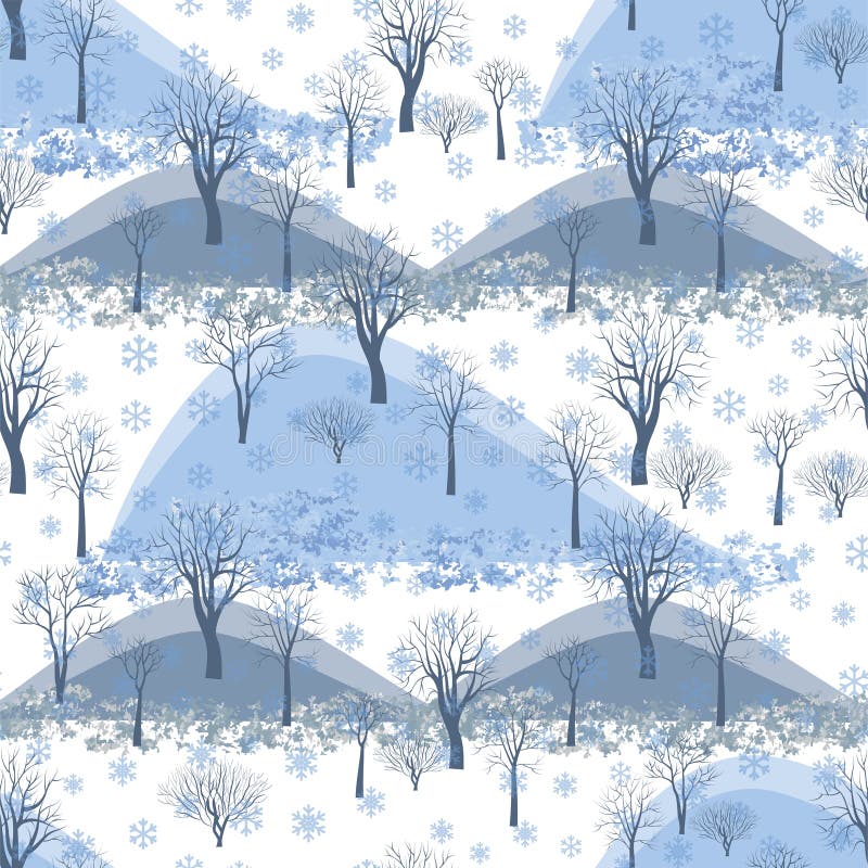 Winter Seamless Pattern of Trees. Forest Background Stock Illustration ...