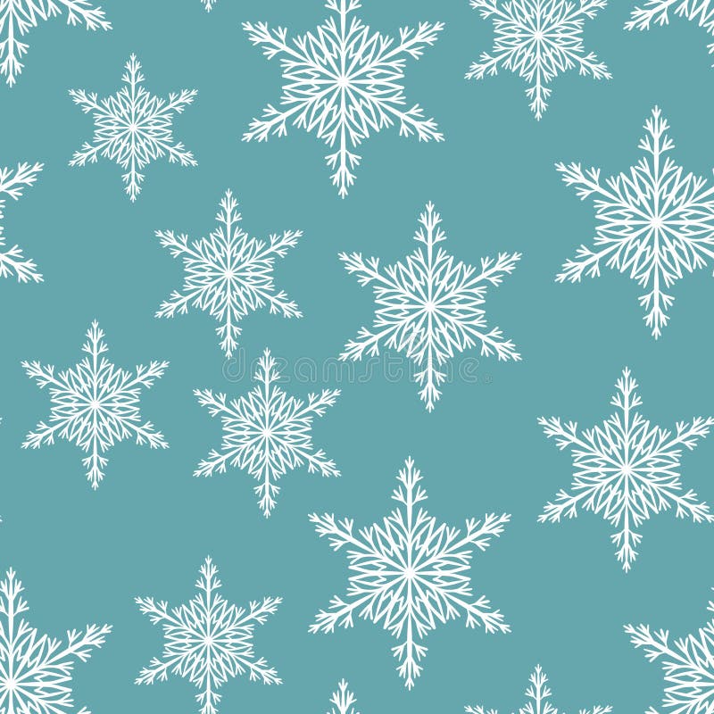 Winter Seamless Pattern with White Snowflakes on Blue Background ...