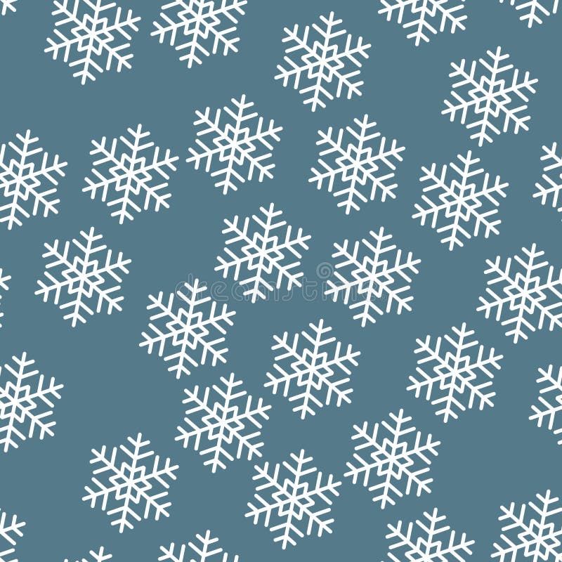 Winter Seamless Pattern with White Snowflakes on Blue Background ...
