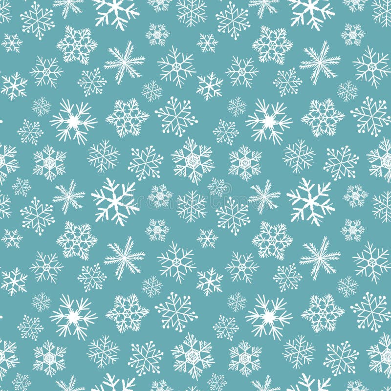 Winter Seamless Pattern with White Snowflakes on Blue Background ...