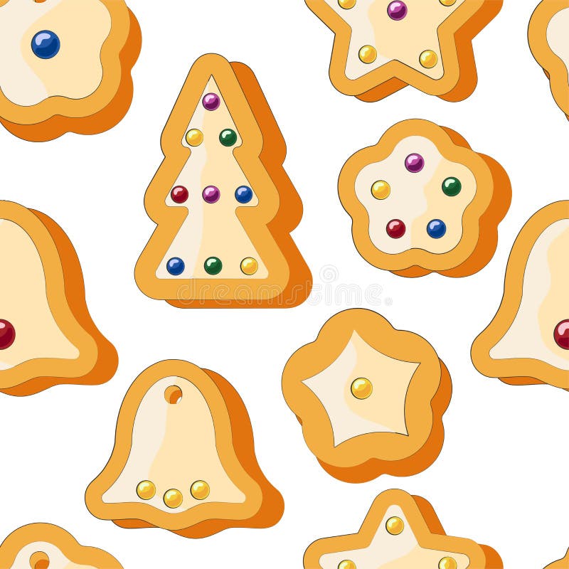 Winter Seamless Patterns with Gingerbread Cookies. Awesome Holiday ...