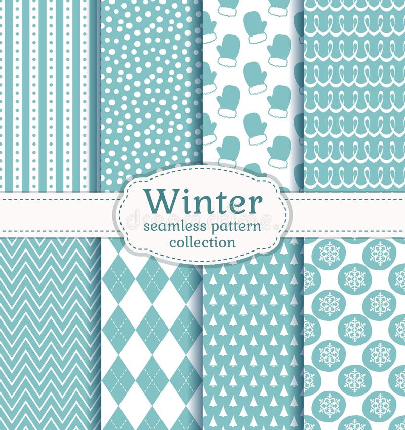 Winter Seamless Patterns. Vector Set. Stock Vector - Illustration of ...