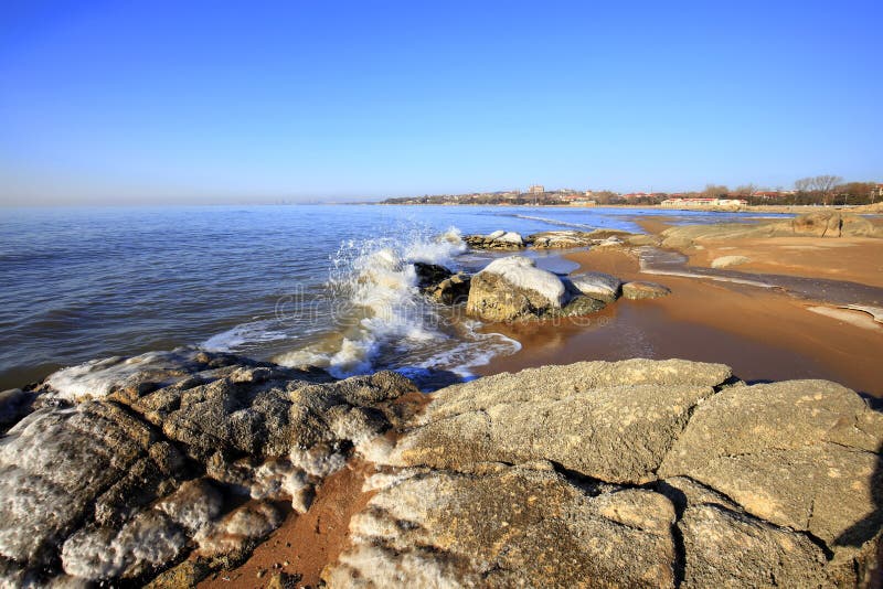 Winter seaside scenery stock photo. Image of outdoor - 172194414