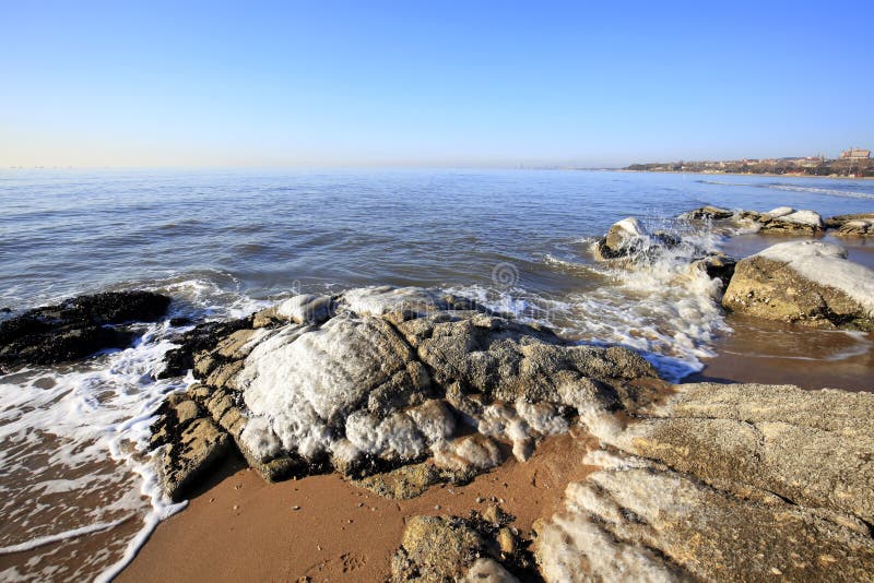 Winter seaside scenery stock image. Image of seaside - 172194417