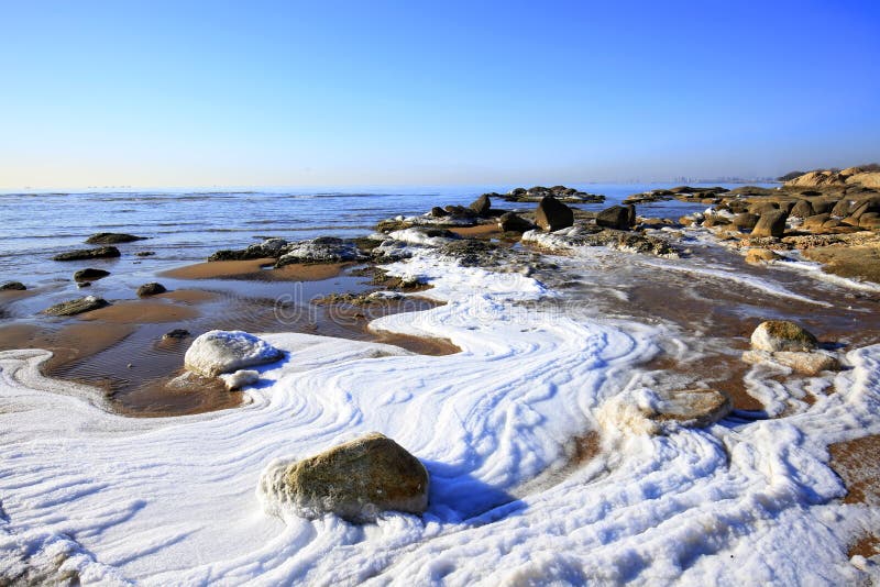 Winter seaside scenery stock image. Image of outdoor - 172195563