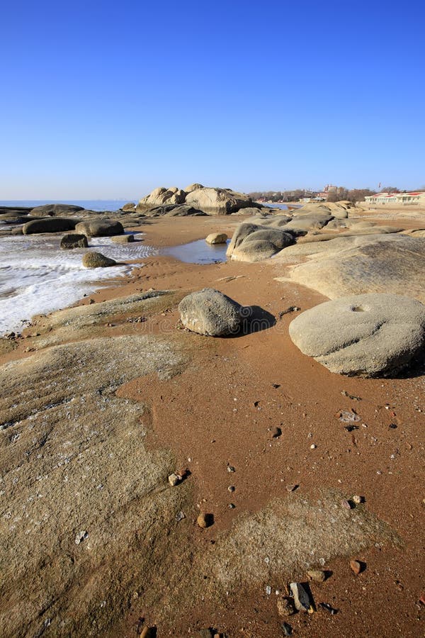 Winter seaside scenery stock photo. Image of qinhuangdao - 172201376