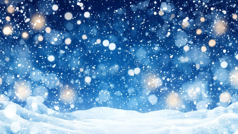 Winter Seasonal Wallpaper with Snowfall on Blue Background Stock ...