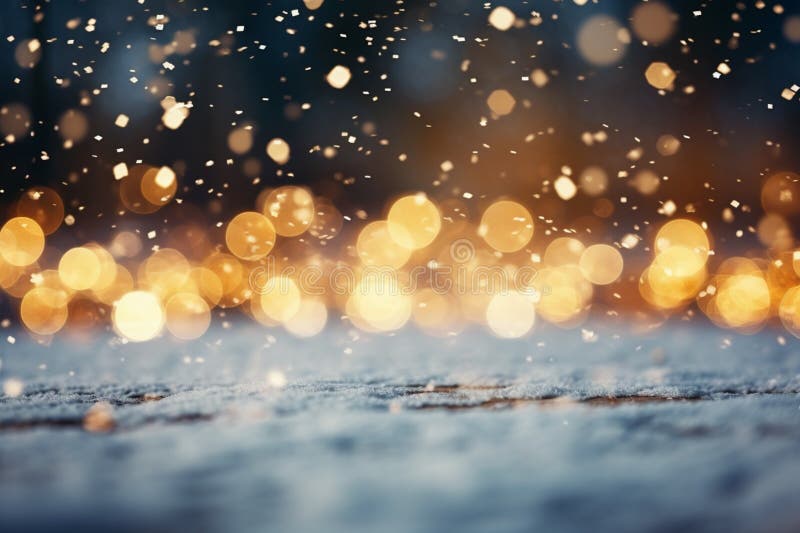 Winter Serenity Empty White Snow Blending with a Blurry Christmas Tree ...