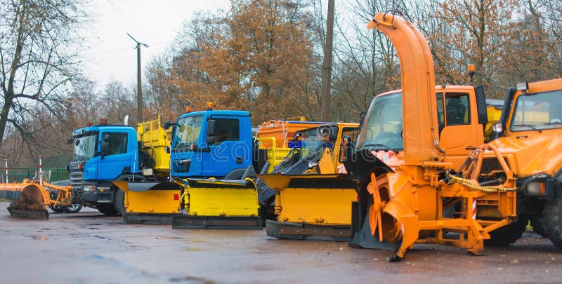 Winter service vehicles. stock photo. Image of orange - 46968156