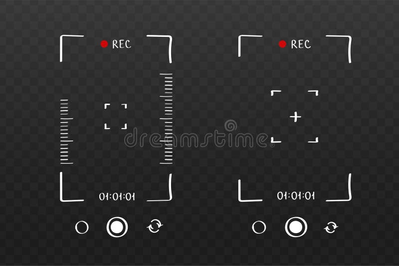 Phone Camera Screen with Recording Elements with Grid, Icons. Stock ...