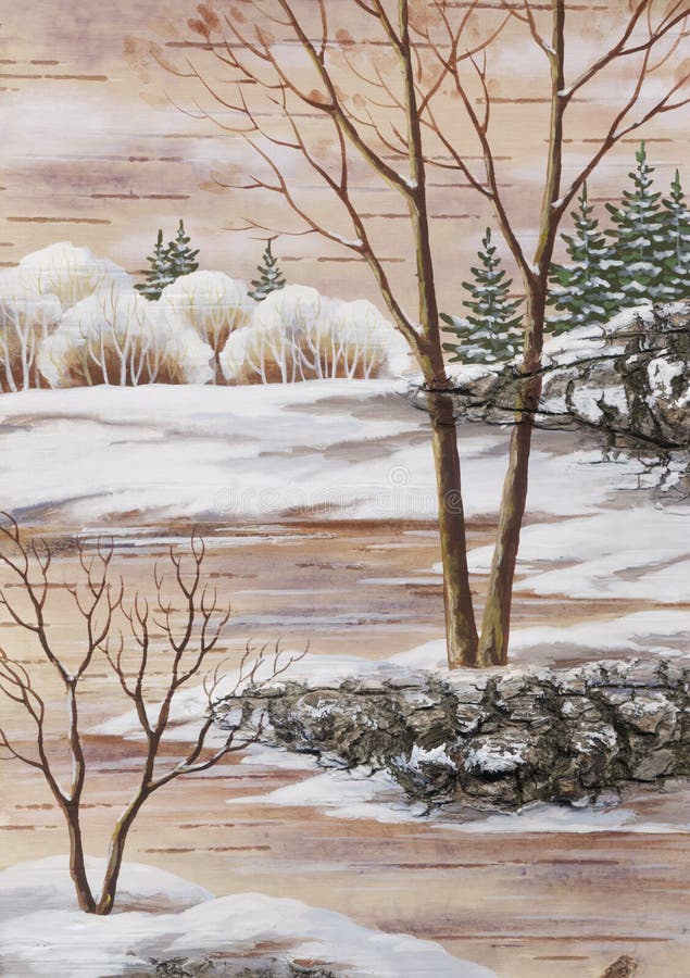 Winter Siberian landscape stock illustration. Illustration of december ...