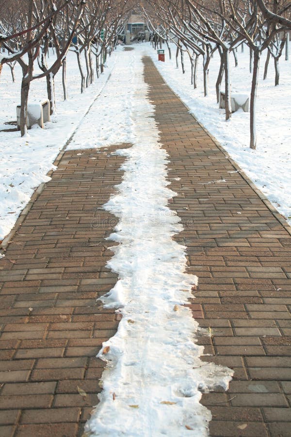 Winter Sidewalk stock image. Image of tranquil, perspective - 46000139