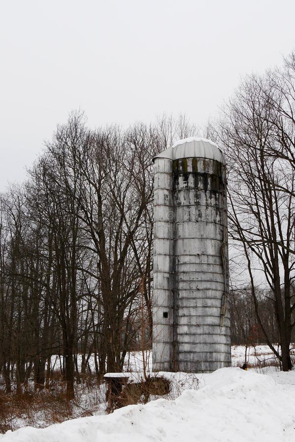 Winter Silo Scene stock photo. Image of vintage, landmark - 50019742