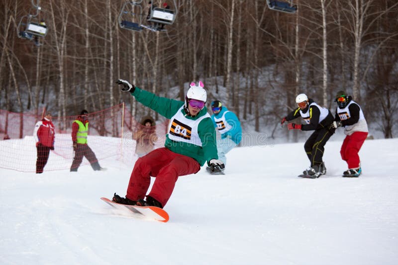 Winter Ski and Bordercross Competition Editorial Photo - Image of ...