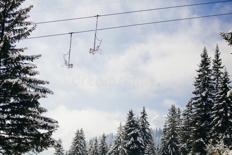Winter Ski Resort and Snowy Forest Background Stock Image - Image of ...