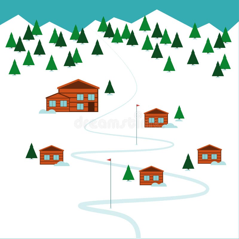 Winter Ski Resort Vector Illustration Stock Vector - Illustration of ...