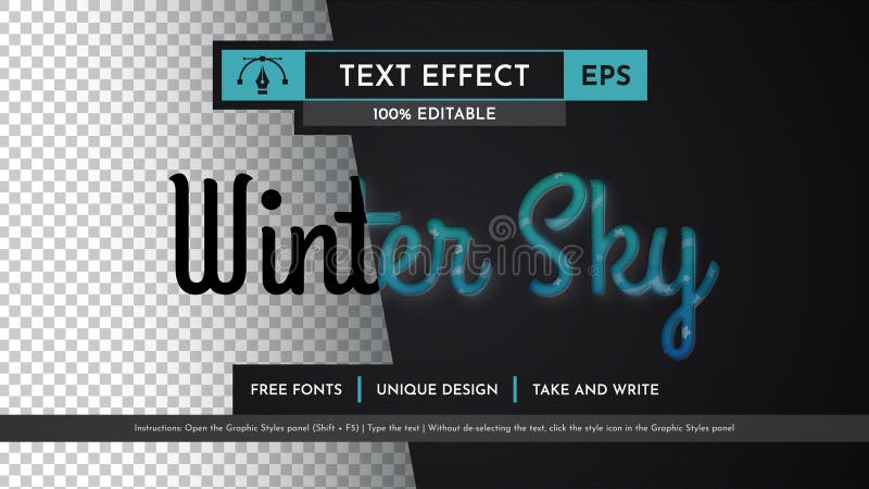 Winter Sky - Editable Text Effect, Font Style Stock Vector ...