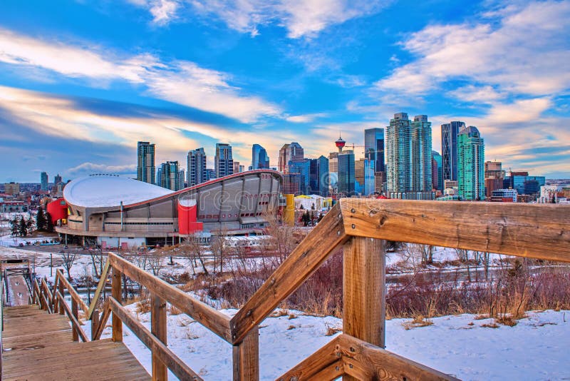 Winter Sky Over Downtown Calgary Stock Photo - Image of stairs, calgary ...