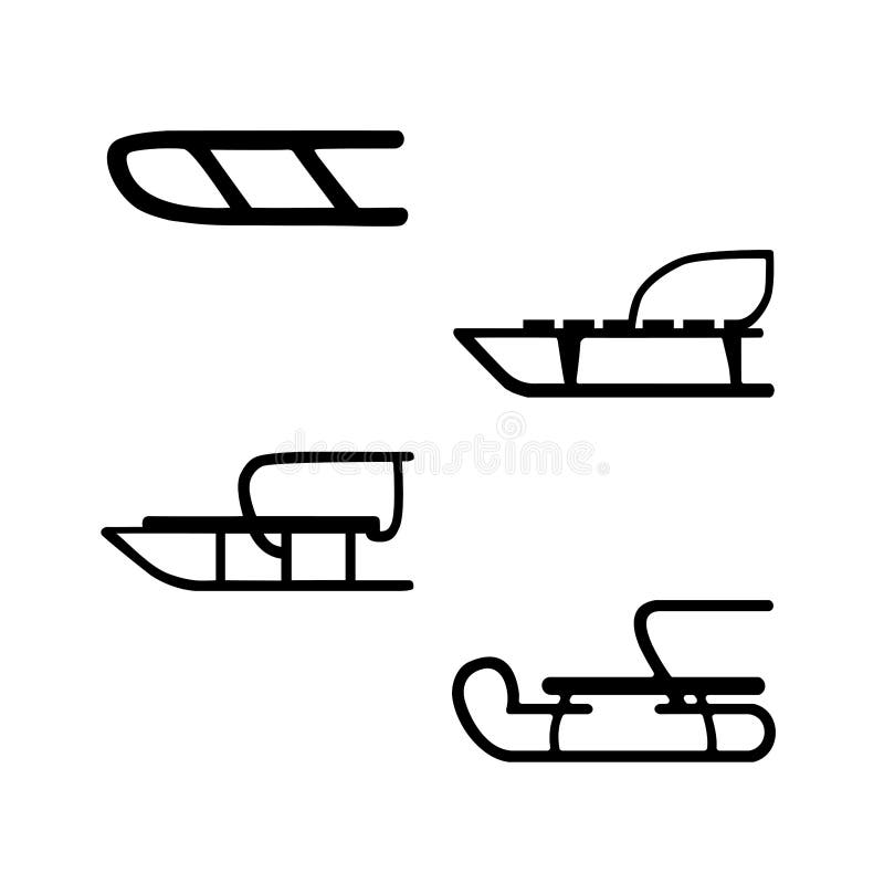 Winter. Sled. Hand Drawn Vector Set of Four Sleds Stock Vector ...