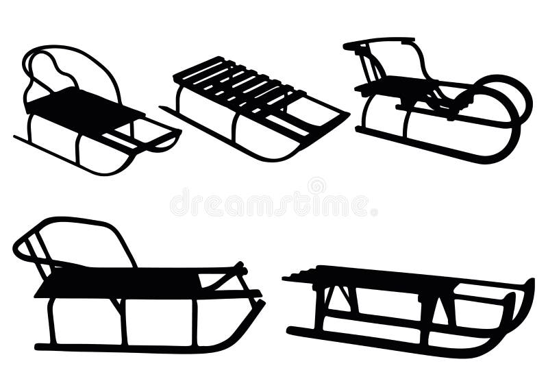 Winter sleds set. stock vector. Illustration of vector - 202923463