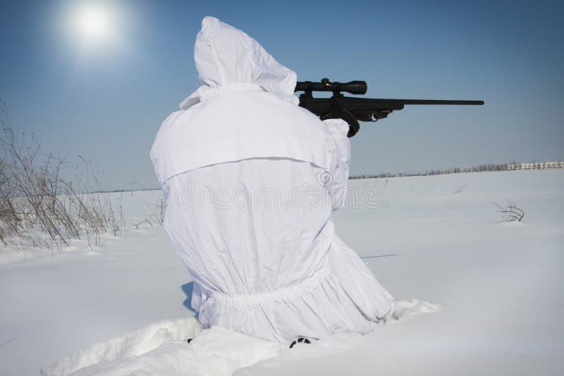 Winter sniper stock photo. Image of person, sunrise, outdoors - 23265244
