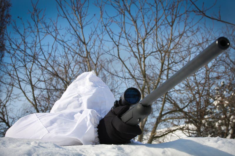 Winter sniper stock photo. Image of hunting, color, sunrise - 23265422