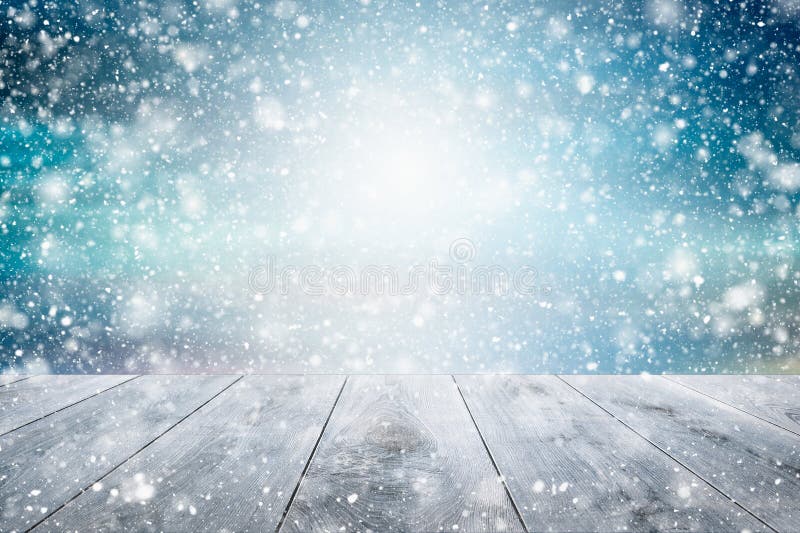 Winter Snow Background, Beautiful Light and Snow Flakes with Empty ...