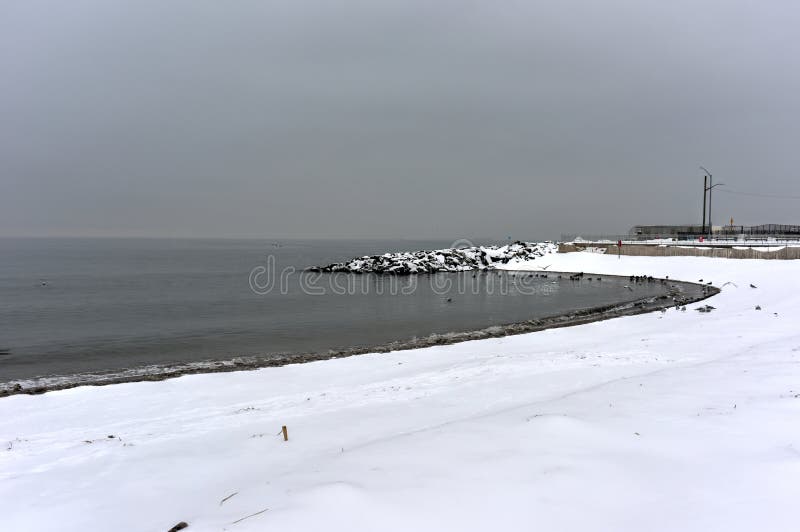 Winter Snow on the Beach stock image. Image of weather - 50986167