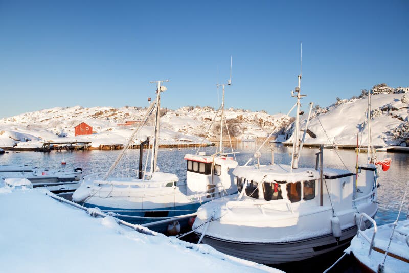 Winter Snow Boat stock photo. Image of house, coastal - 14364272