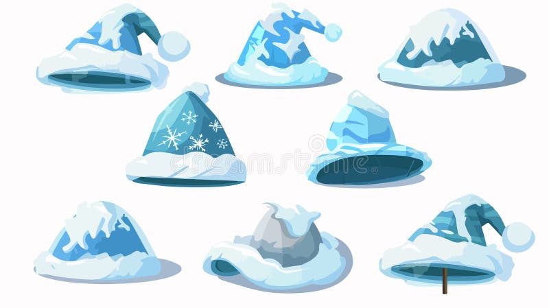 Winter Snow Caps Set Flat Style Graphic Design Stock Vector ...