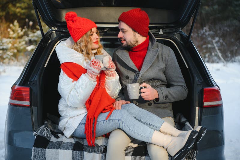 Winter Snow Couple Love Story Stock Image - Image of forest, outdoors ...