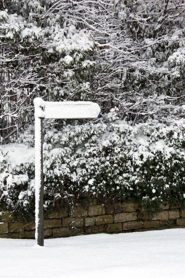 Winter Snow Covering a Sign - England Stock Photo - Image of weather ...