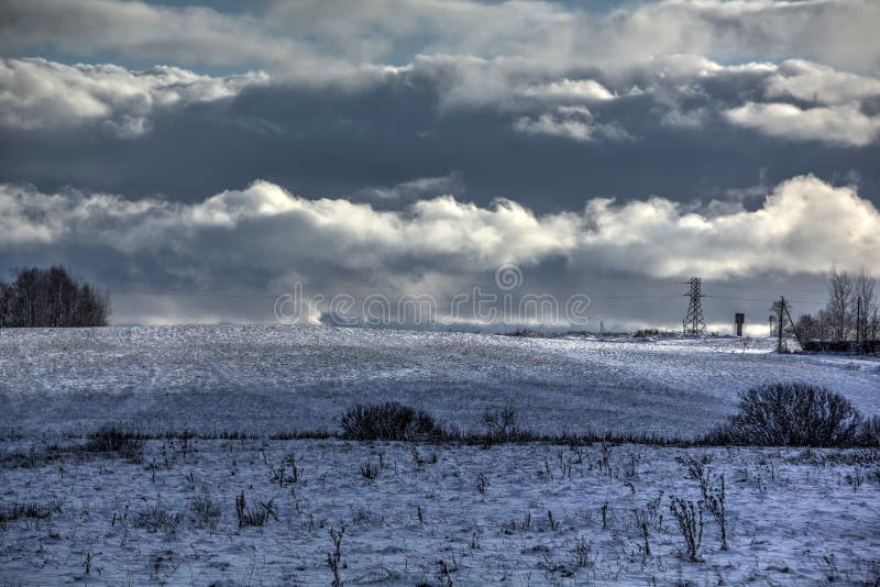 Winter. Snow. Field. stock photo. Image of farm, forest - 64570116