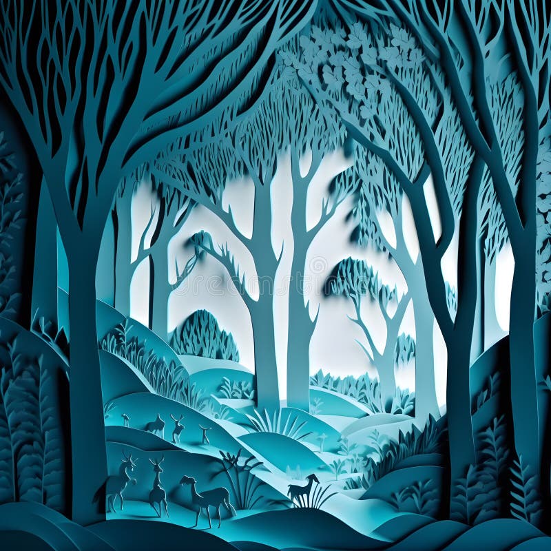 Winter Snow Forest Papercut Stock Image - Image of card, graphic: 265773499