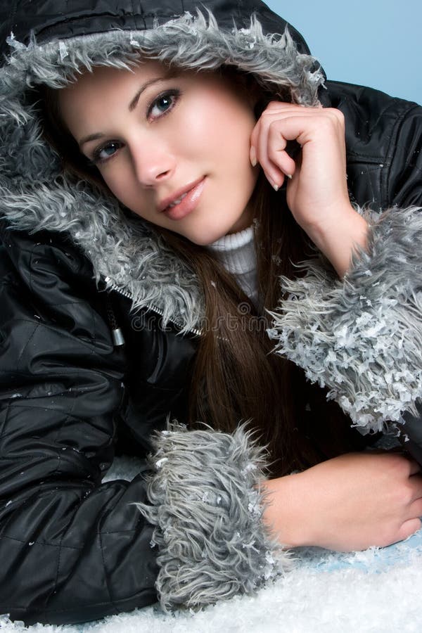 Winter Snow Girl stock image. Image of lying, pretty, smile - 6954985