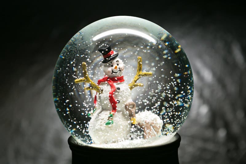Winter Snow Globe with Snowman on Silver Stock Image - Image of flake ...