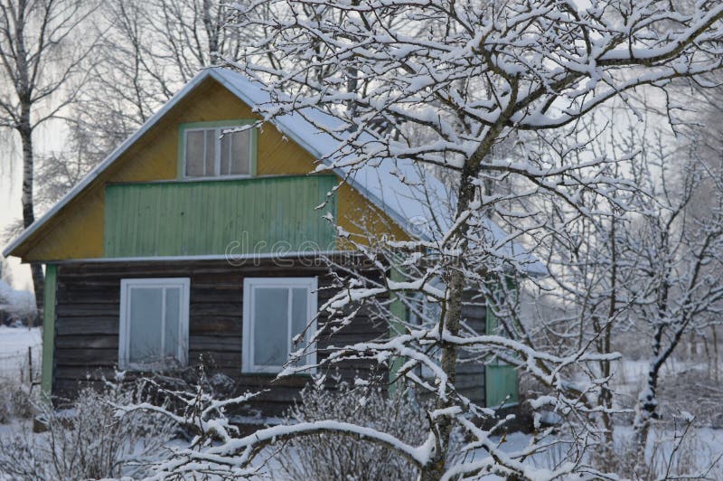 Winter Snow Home in the Village Stock Photo - Image of countryside ...