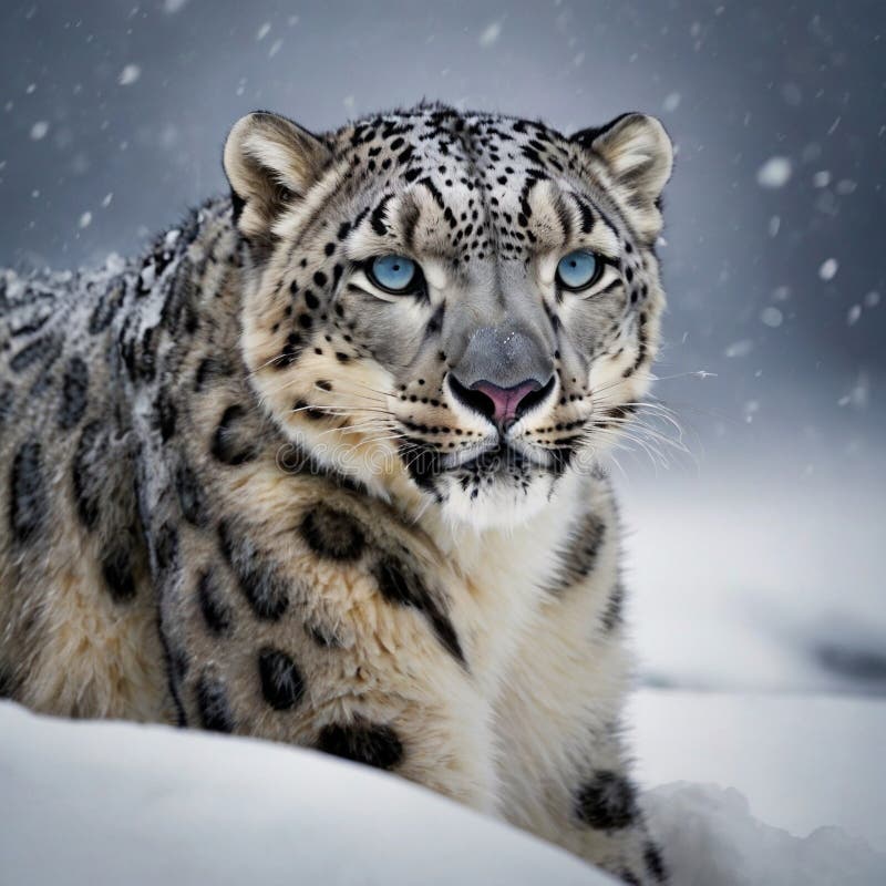 Winter snow Leopard stock illustration. Illustration of design - 327043620
