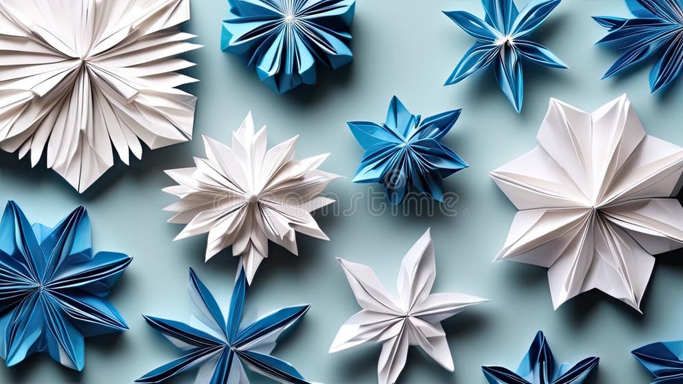 Winter Snow New Year Snowflakes Origami Stock Photo - Image of door ...