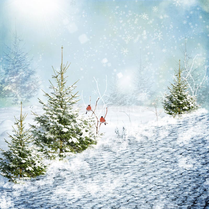 Winter snow road stock illustration. Illustration of design - 13175269