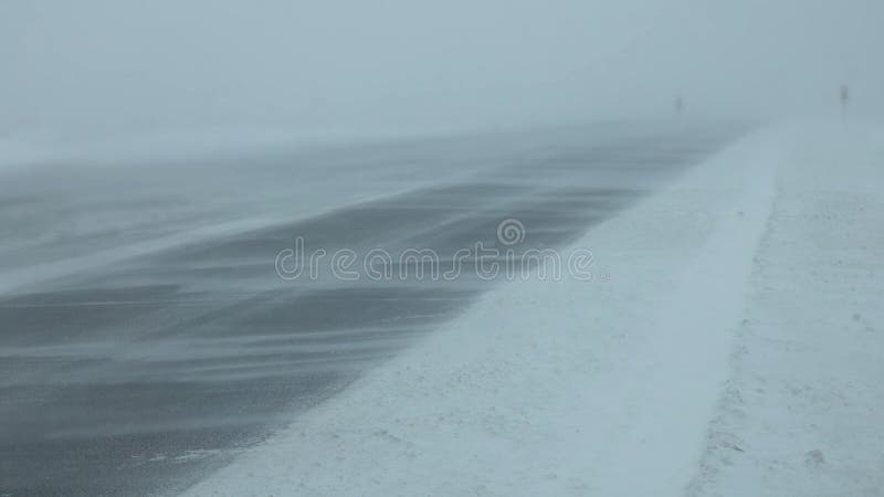 Winter Snow Road at Blizzard Stock Photo - Image of weather, winter ...