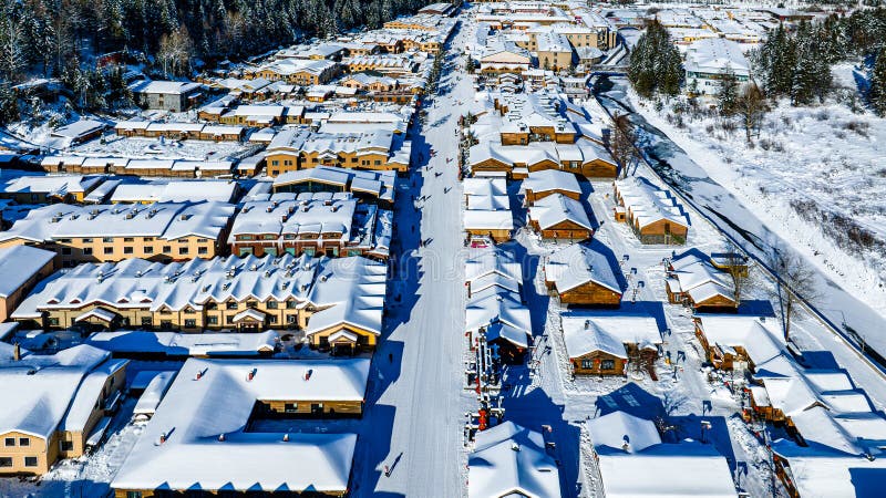 Winter Snow Scene in China S Snow Town Stock Photo - Image of buildings ...