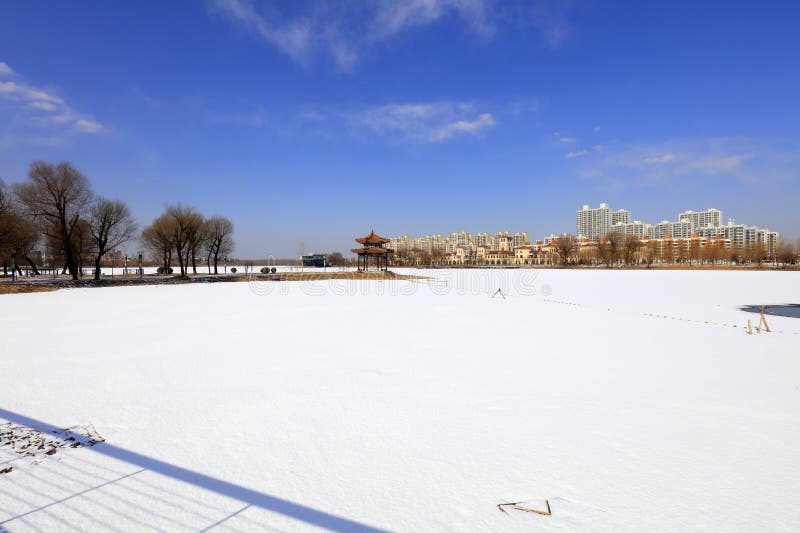 Winter Snow Scene in the City, China Stock Image - Image of china ...