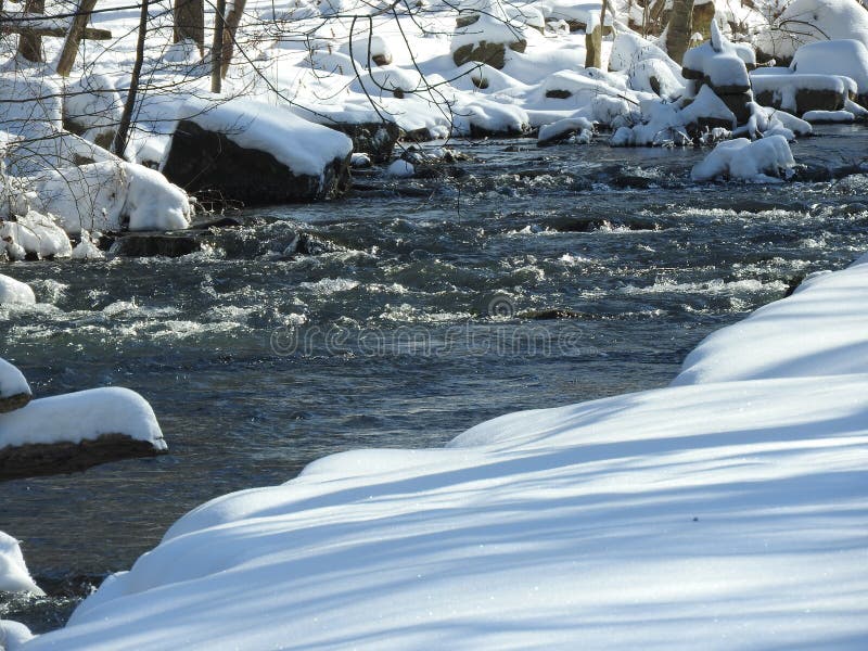 Winter Scene with Stream stock photo. Image of trees, winter - 3876400