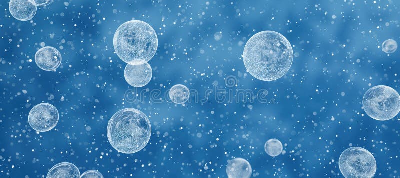 Winter Snow Water Circle Ball on Blue Background, Bubble Stock ...