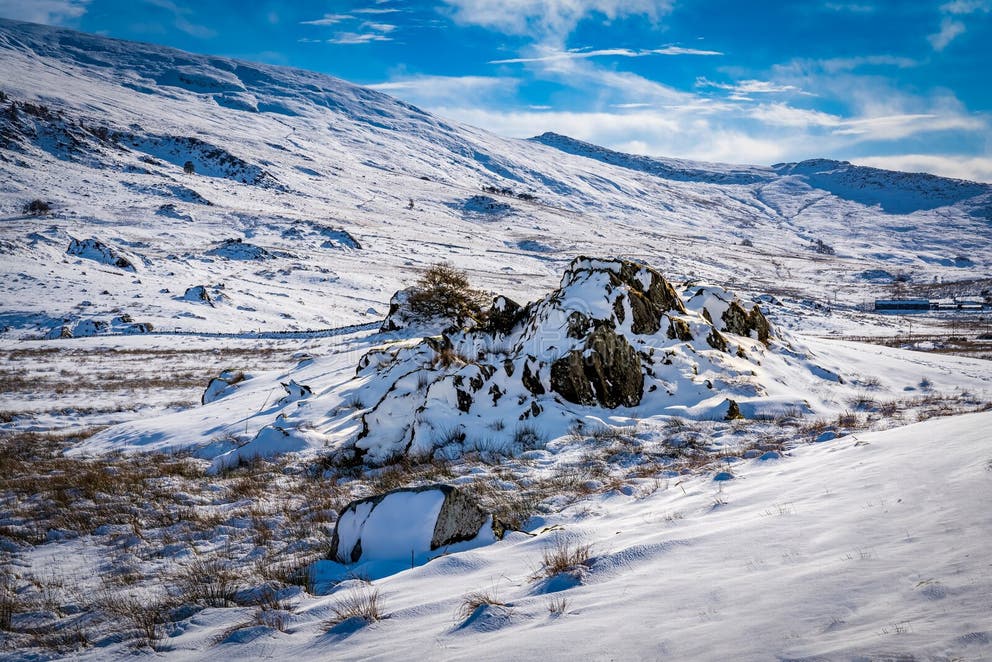 Winter in Snowdonia stock photo. Image of frozen, white - 272554964