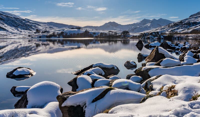 Winter in Snowdonia after a Fall of Snow Stock Image - Image of north ...